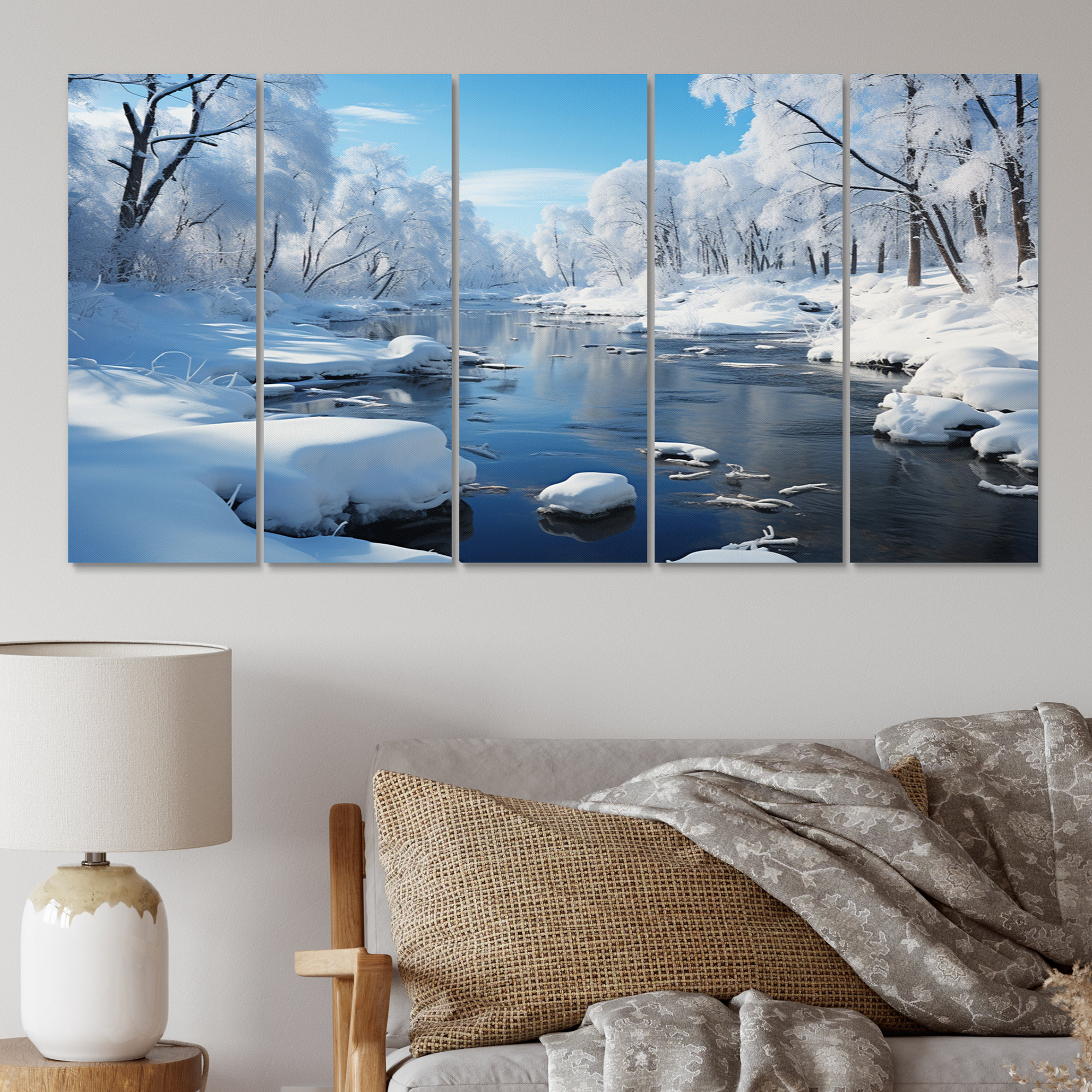 Latitude Run® White Winter Harmony III - Landscapes Metal Wall Decor Set | Wayfair